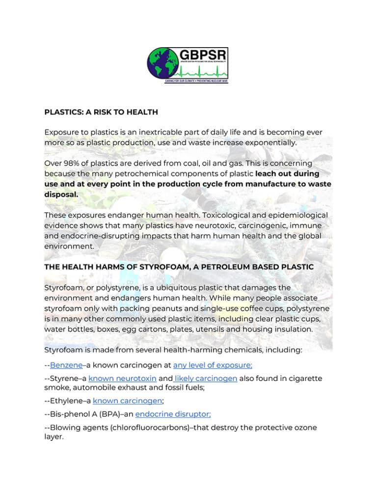 Plastics, Pesticides, and PFAS: Risks to Health and Climate | Greater ...